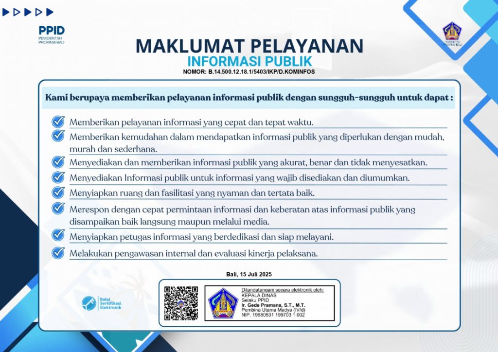 Sop Pelayanan Informasi Biro Organisasi Setda Provinsi Bali